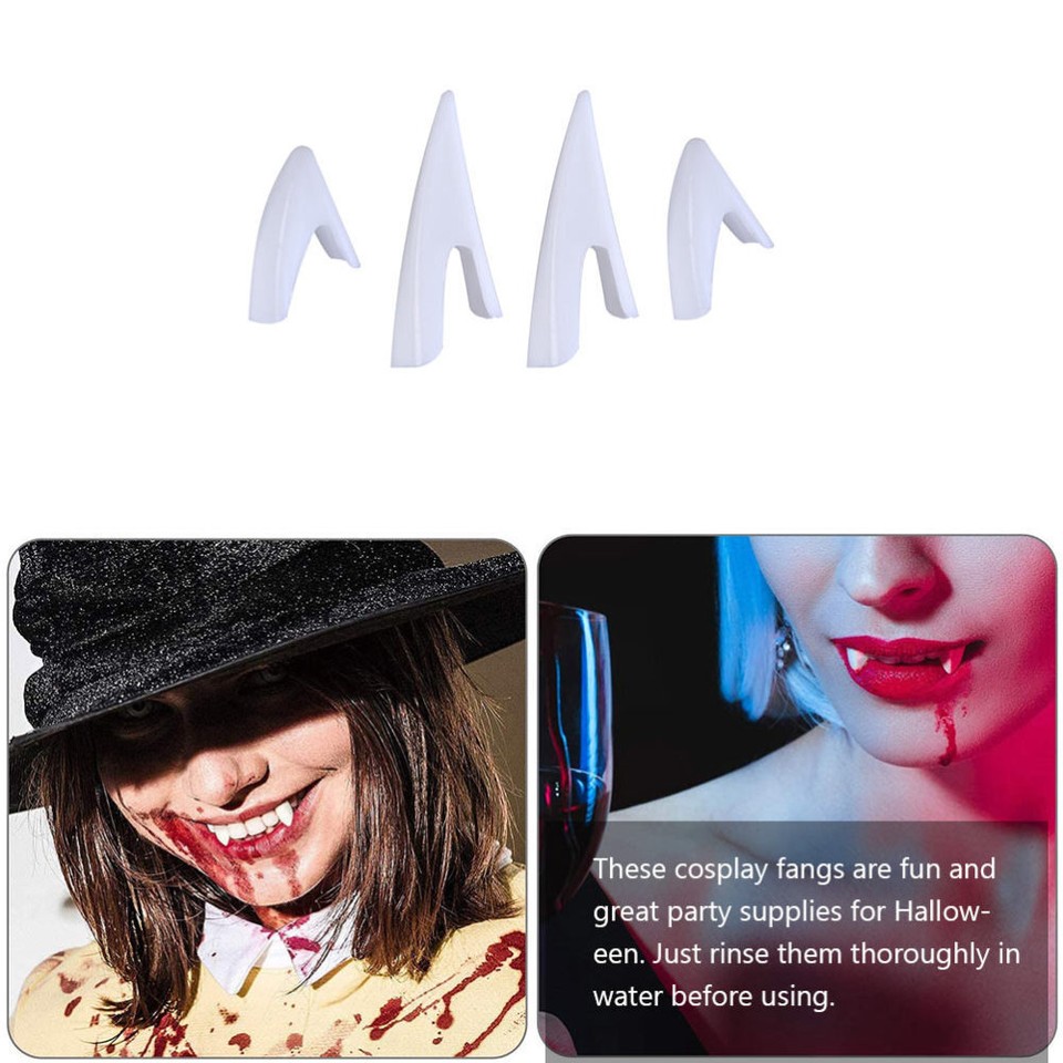 8 Pcs Cosplay Teeth Fake Teeth Toys Halloween Plastic Dentures | eBay