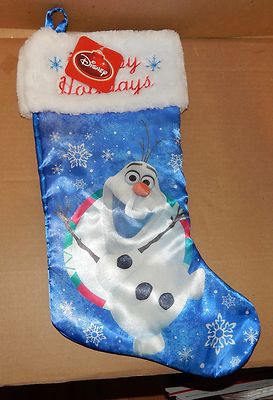 Disney Frozen Olaf Christmas Stocking Satin Blue 17" Happy Holidays ...