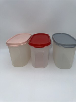 Lot Of 3 TUPPERWARE Modular Mates Oval Gray Pink Red/Clear Containers 4 ...