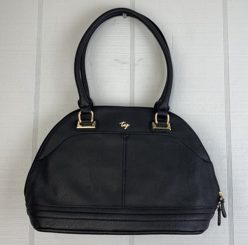 Tig Black Handbag Purse Gold Hardware Compartments Pockets | eBay