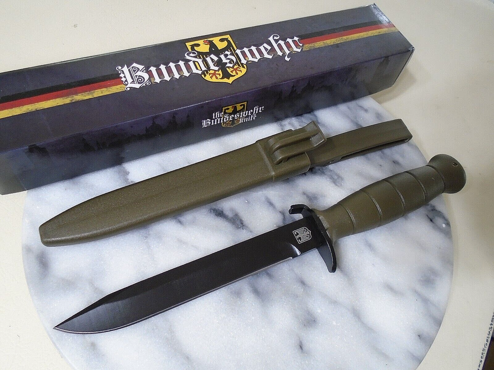 Bundeswehr German Military Combat Knife Fixed Blade Locking Sheath OD ...