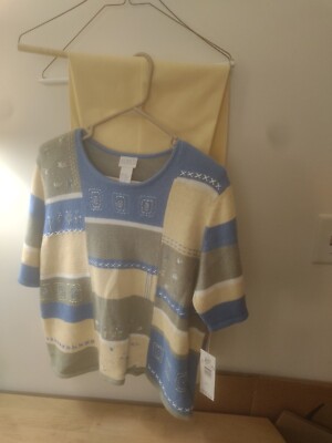 NWT vintage Koret Francisca outfit Top M Pants Size 16 Set elastic ...