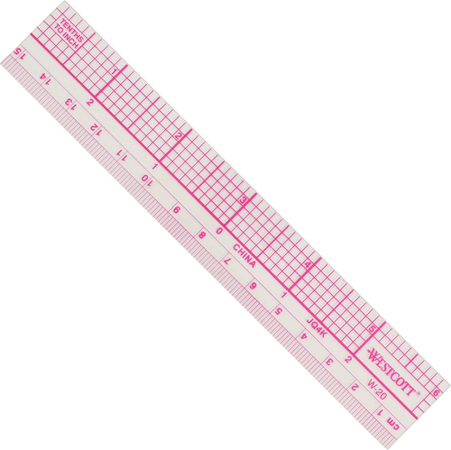 Westcott 6" 10ths Transparent Graph Ruler, Inches/Metric, Translucent ...