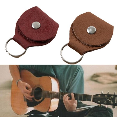 Genuine Leather Keychain Guitar Pick Holder Plectrum Bag Case P8W1 ...