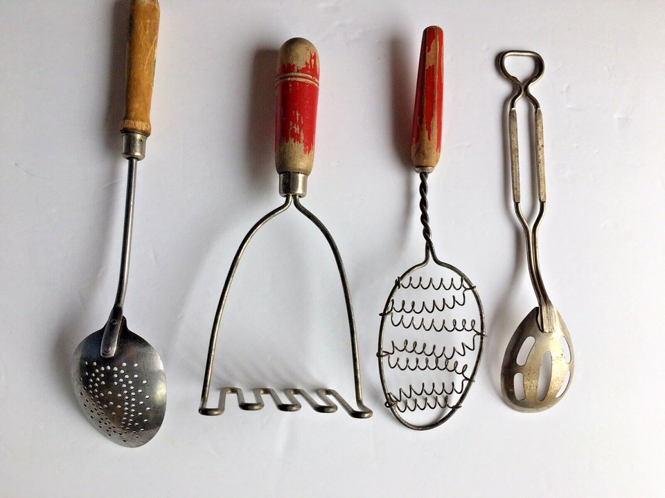 Lot of 4 - Vintage/Antique Kitchen Tools Wood Handles Country Farmhouse ...