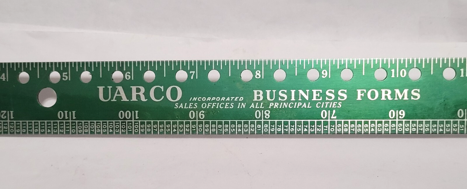 Vintage Metal Ruler Double Sided UARCO Business Forms 16" long | eBay