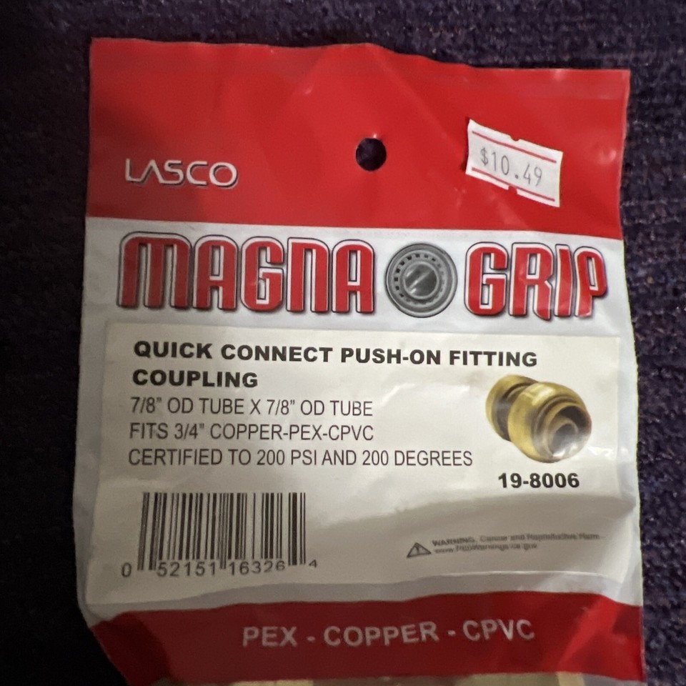 LASCO Quick Connect 7/8 X 7/8 Push Fitting Model Number 19–8006 NEW | eBay