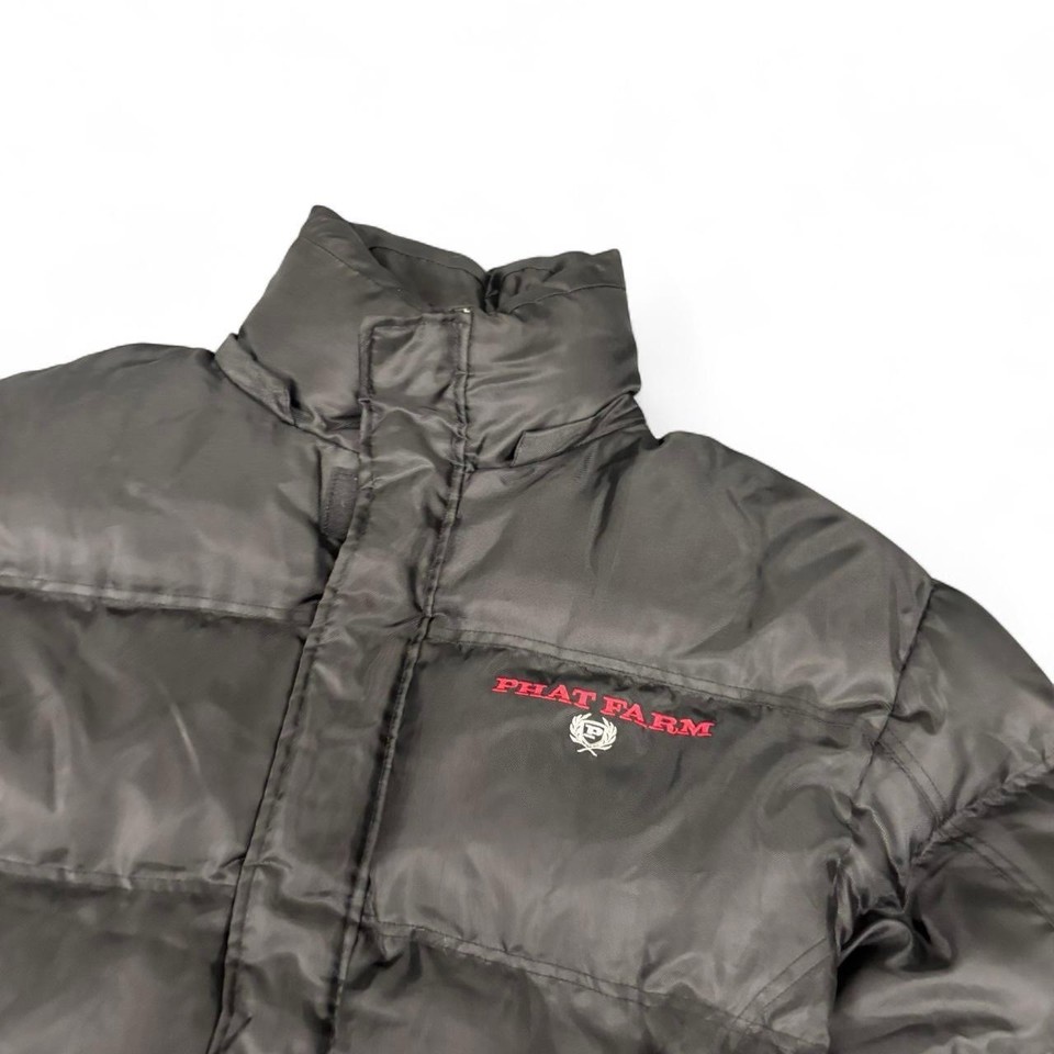 Phat Farm Classics Men’s Puffer Jacket Black XL Heavy Winter Coat Hip ...