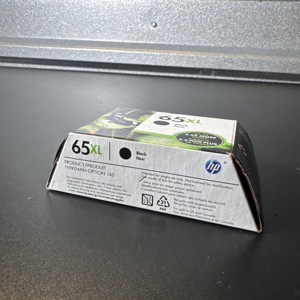 Genuine HP 65XL Black Extra Yield Ink Cartridge OEM New NIB Sealed Exp ...