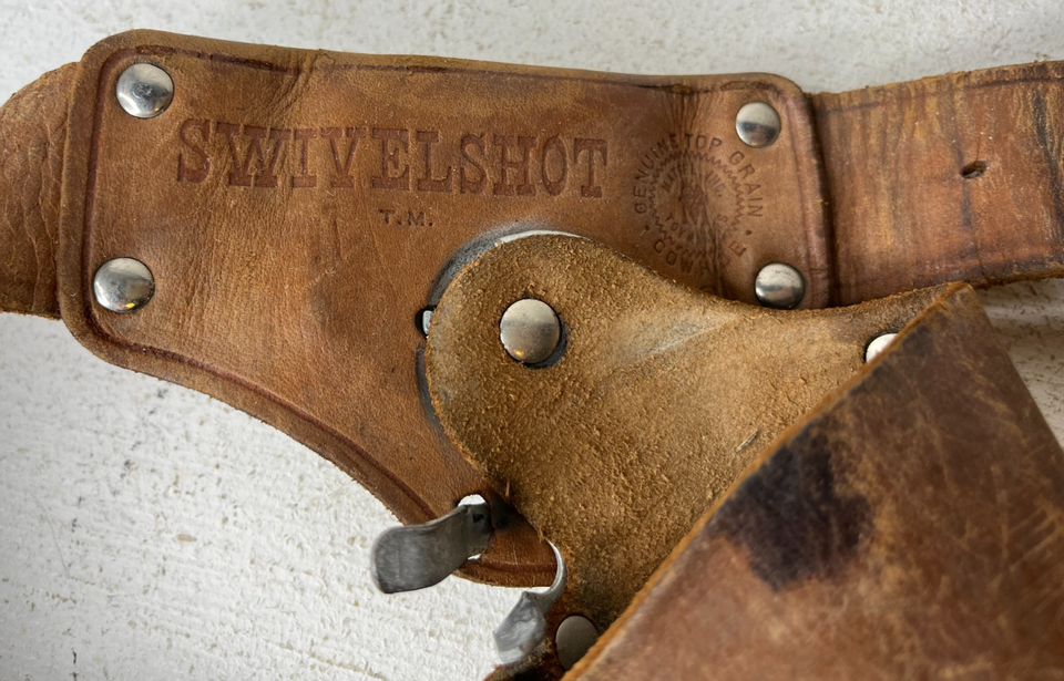 VTG 1950s 1960s Child's Brown Leather Toy Cap Gun Belt Holster Swivel ...