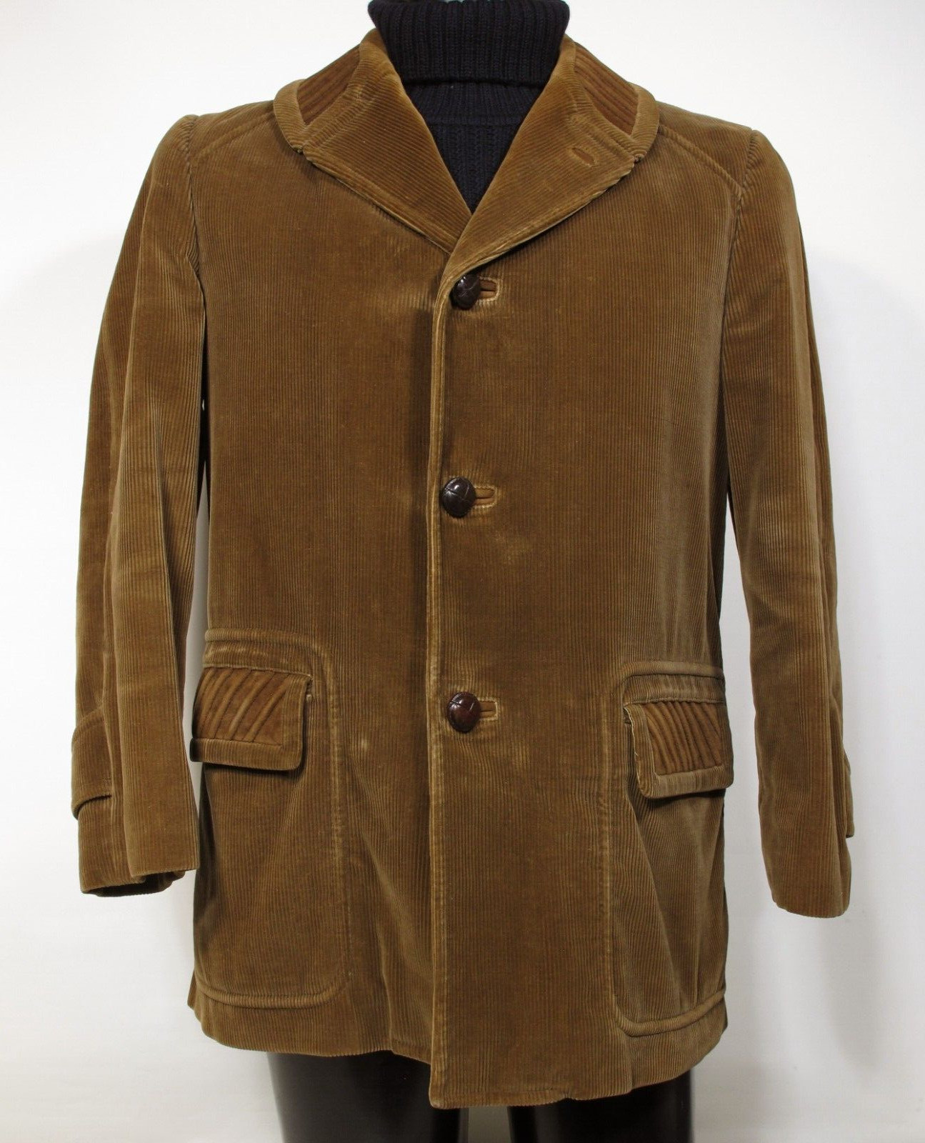 Vtg Cortefiel Corduroy Western Style Ranch Coat Yello… - Gem