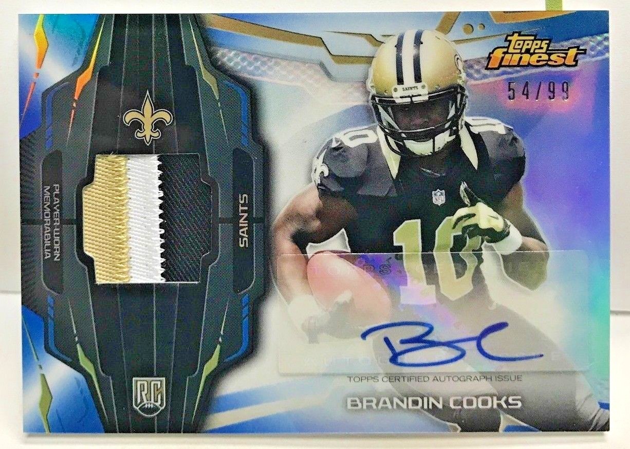 Brandin Cooks 2014 Topps Finest BLUE Refractor 3 clr Patch RC Autograph ...