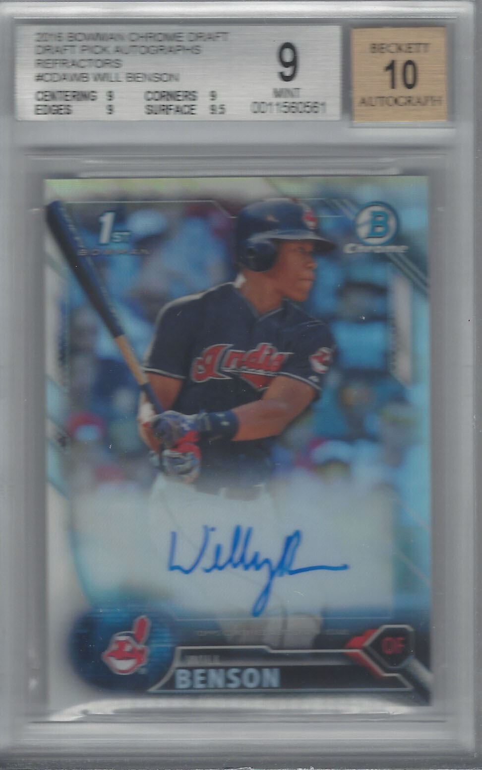 WILL BENSON 2016 BOWMAN CHROME DRAFT DRAFT PICK AUTO REF #CDA-WB BGS 9 ...
