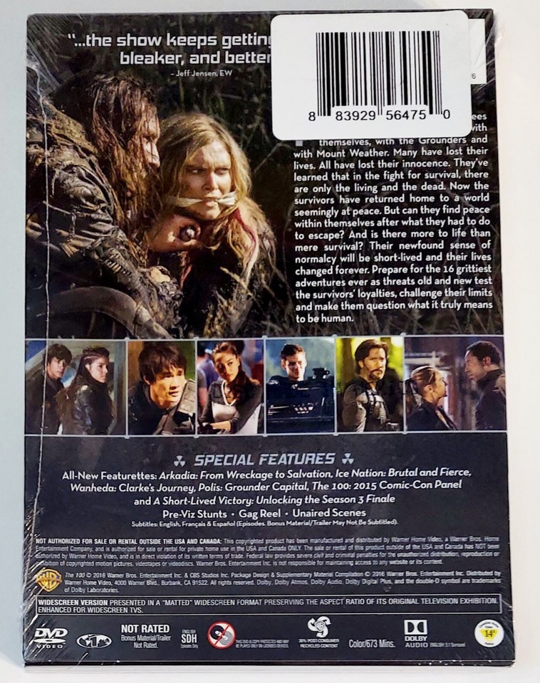 The 100: The Complete Third Season (DVD, 2016) Season 3 883929524426| eBay