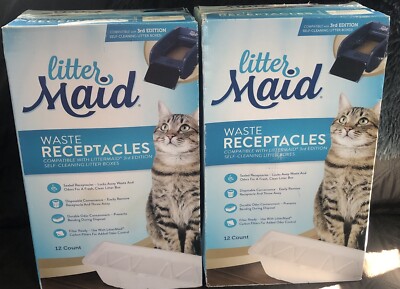 2 Littermaid 3rd Edition 12 Count Litterbox Waste Receptacles P-70007 ...