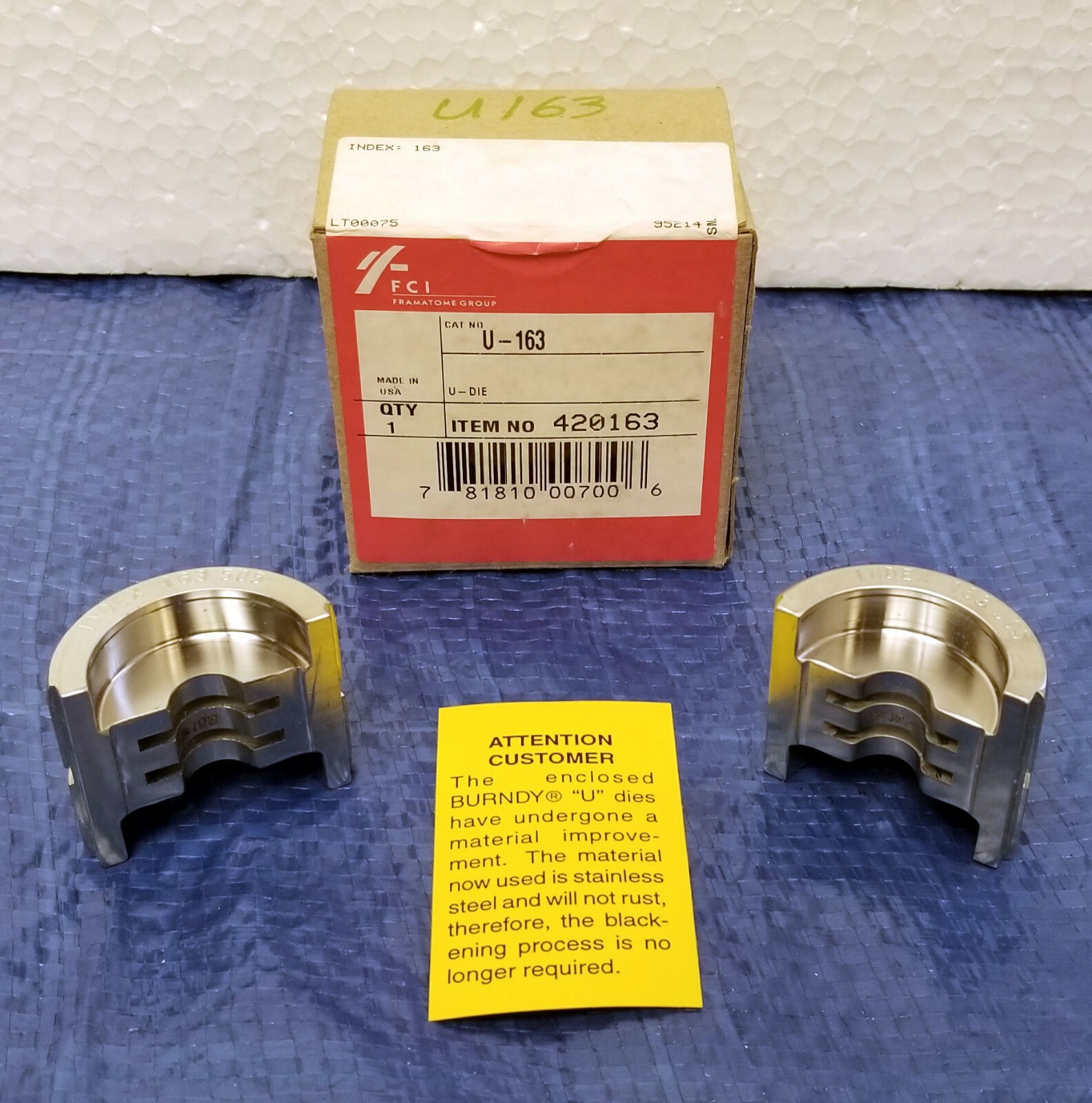 Burndy Compression Installation Die U163 Item - 420163 Stainless! NIB ...