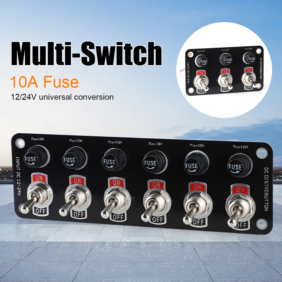 6 Gang Toggle Switch Panel 12V/24V On/Off Rocker Toggle Switch with ...
