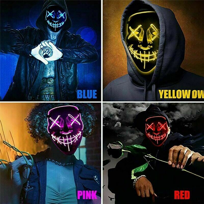 Halloween Clubbing Light Up LED Mask Costume Rave Cosplay Party Purge 3 ...
