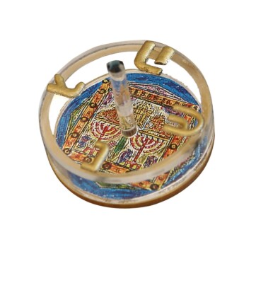 Hanukkah Lucite Round Dreidel NO Base Two Menorah Design ISRAEL By DINA ...