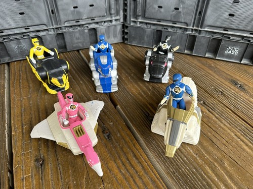 Mighty Morphin Power Rangers Red, Blue, Pink Yellow Blk Figures with ...