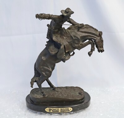 Bronco Buster Bronze Statue Sculpture by "Frederic Remington" -13-1/2 ...