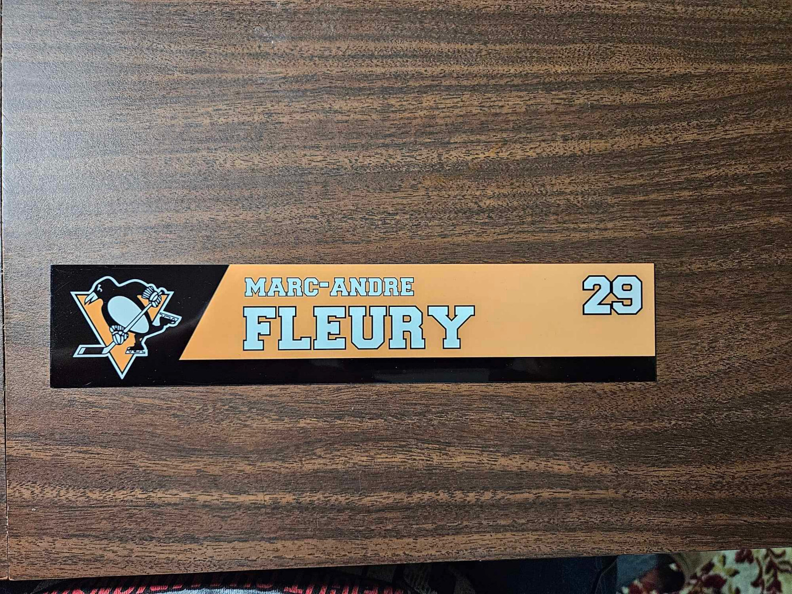 Marc-Andre Fleury NHL custom aluminium locker room nameplate Pittsburgh ...