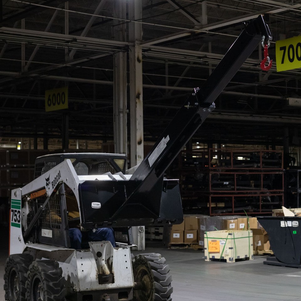 Titan Attachments Adjustable Skid Steer Industrial Crane Jib Attachment ...
