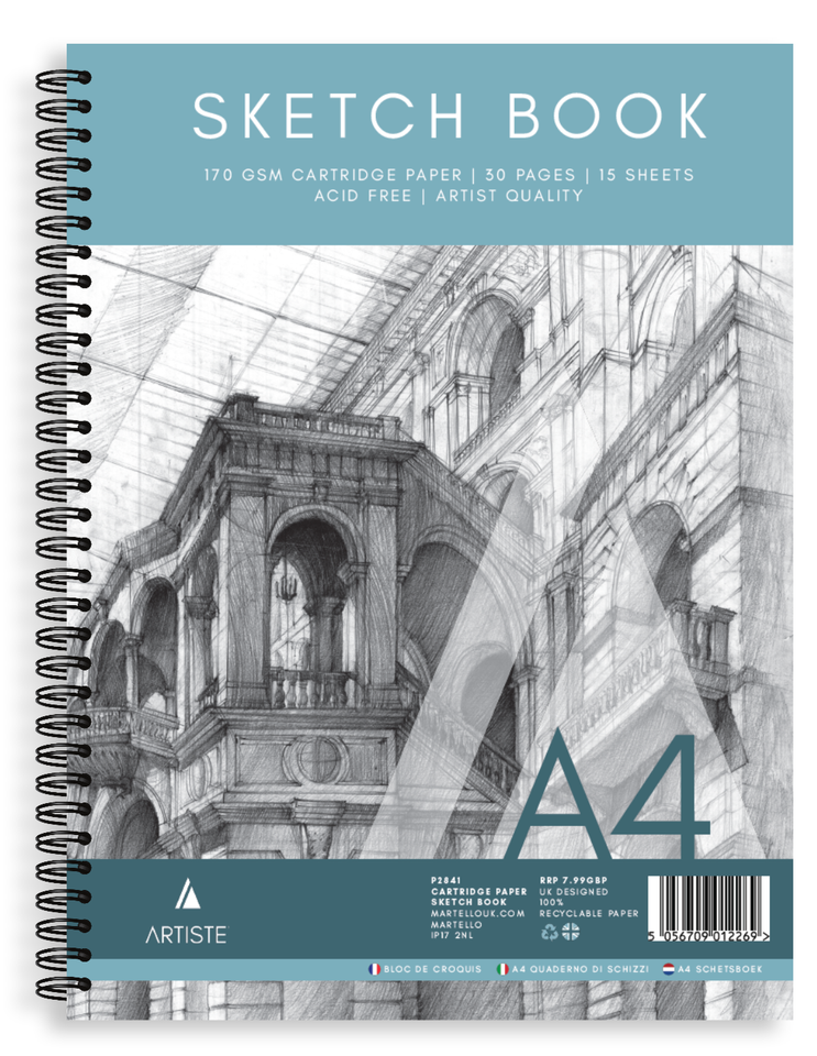 A4 Sketch Book Pad Wirebound 170gsm Artist Cartridge Drawing Paper ...