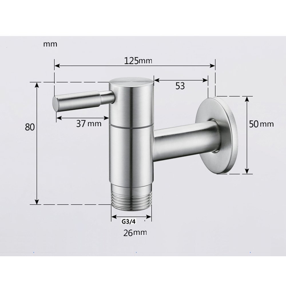 Stainless Steel Laundry Water Tap Garden Faucet 1/2" Inlet 3/4 ...