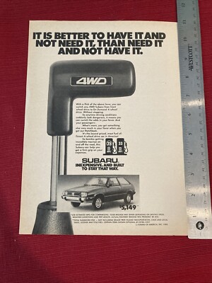 Subaru 4WD Inexpensive And Built To Stay That Way 1980 Print Ad | eBay