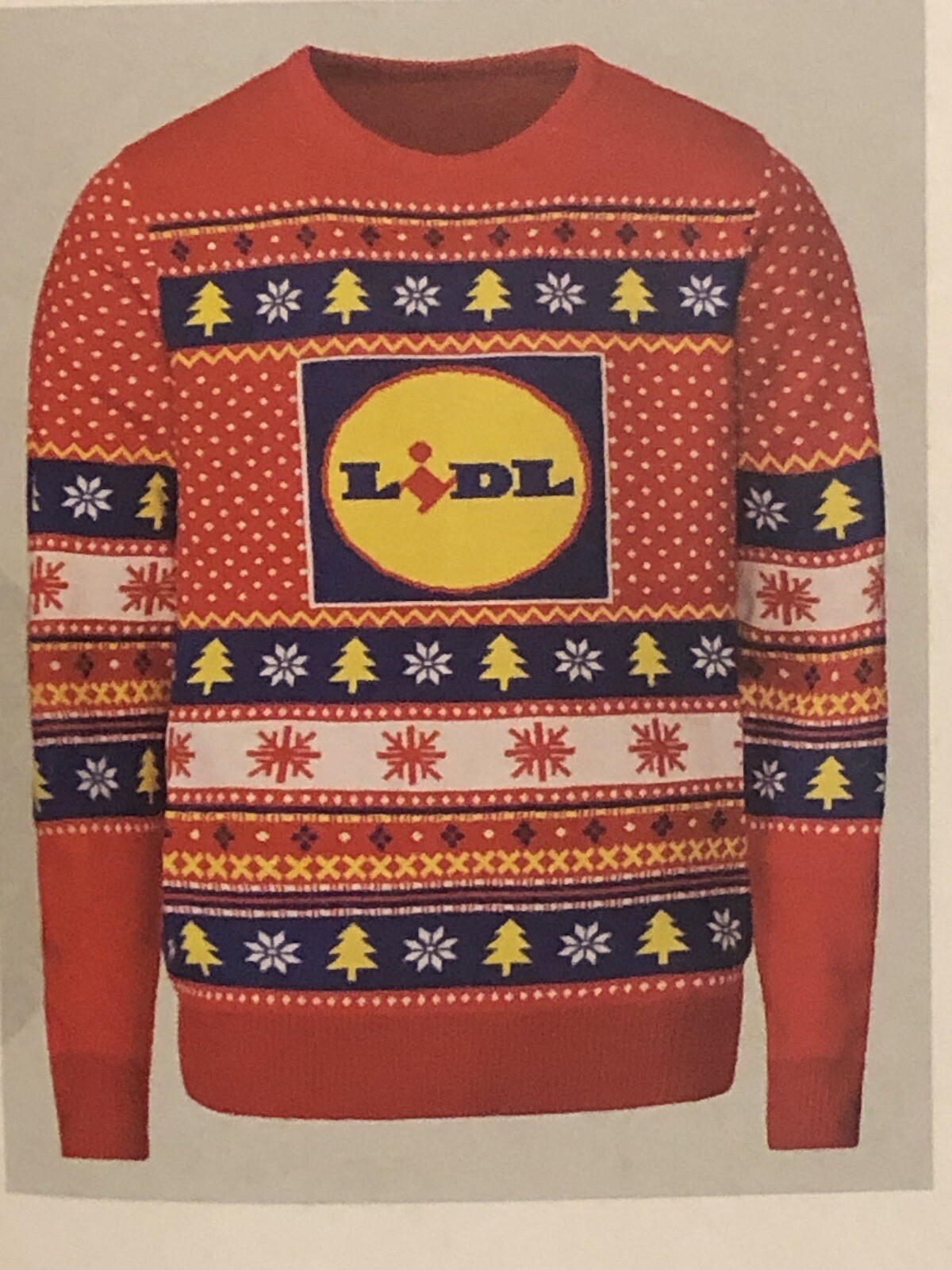 Mens Lidl Christmas Jumper Red Size 34/36 Small Official Festive Xmas ...