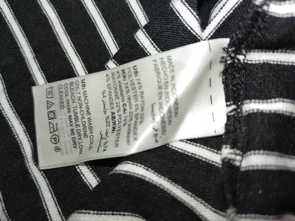 5321) NWOT CHIOC'S 1 black white stripe jersey knit pullover top long ...