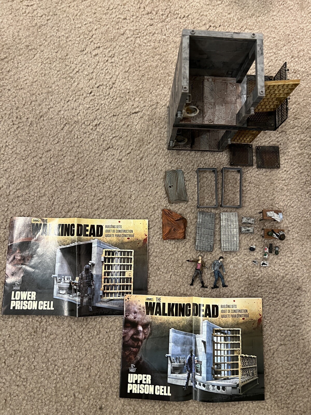 3 Walking Dead building sets: Prison Catwalk, Upper Prison Cell, Lower ...