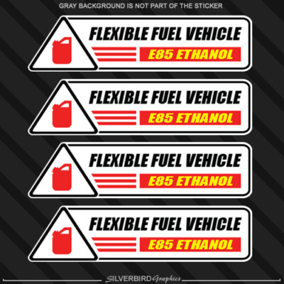 4x Flexible Fuel Vehicle E85 Ethanol Gasoline Gas Fuel Tank Sticker ...