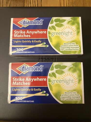 (2 boxes) (300 per box)Vintage Diamond Strike Anywhere Matches Fast ...