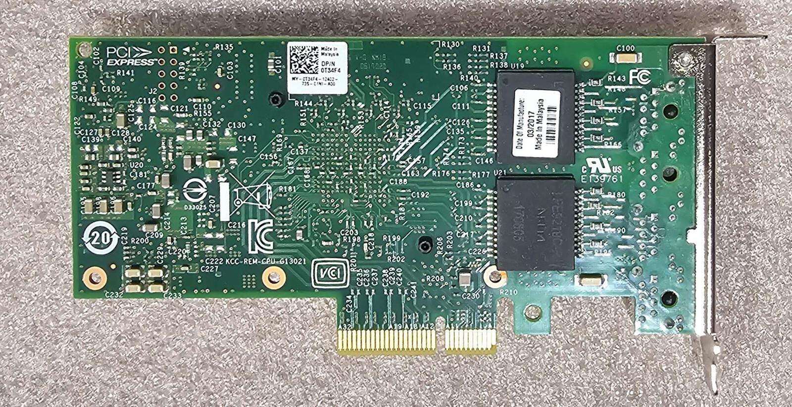 DELL T34F4 Intel i350-T4 Network Card 0T34F4 - 4 Ports - Low Profile ...