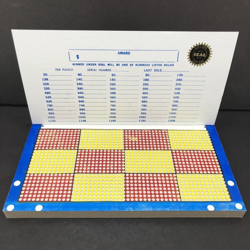 $1.00 BLANK Punch Board Card Money GAME Raffle Gambling 1,200 Hole W ...