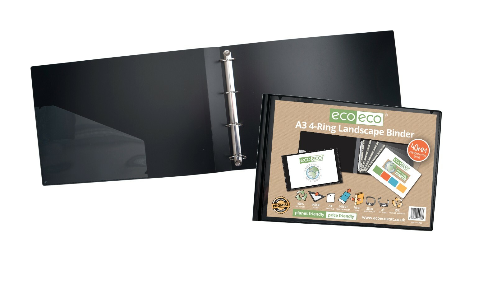 Eco-Eco A3 95% Recycled 4-D Landscape Ring Binder – Artwork Portfolio ...