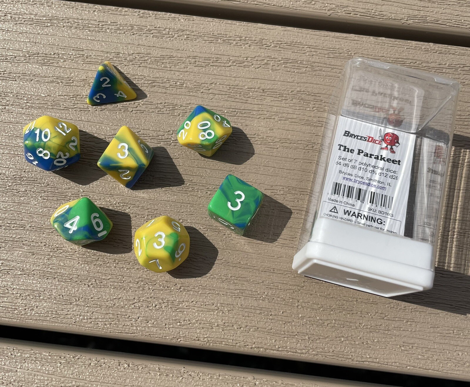 Bryce’s Dice The Parakeet 7pc polyhedral rpg set | eBay