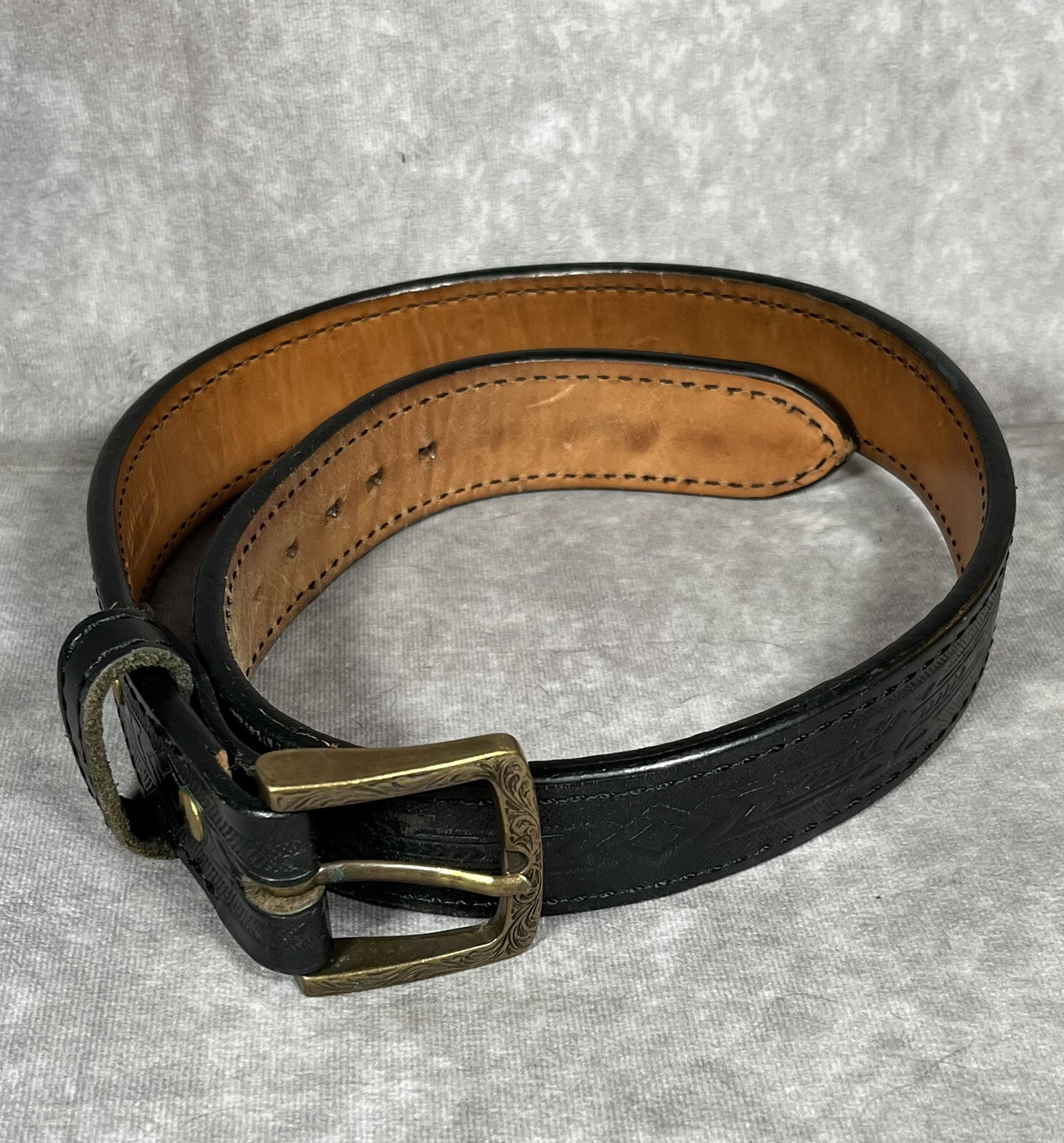 Bullhide Gun Belt Beltman Southwestern Embossed Dual Layered Black Size ...
