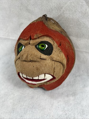 Vintage Hand Carved Coconut Gorilla Head Monkey Folk Art Hanging ...