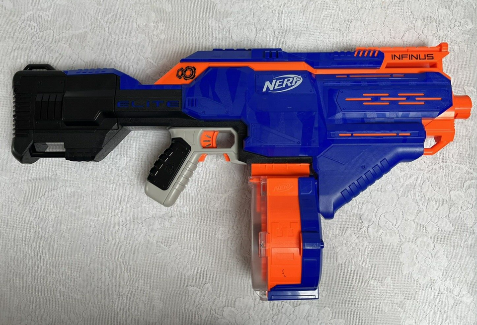 NERF Gun INFINUS N-STRIKE ELITE Motorized Blaster W/ 30 Round Ammo Drum ...
