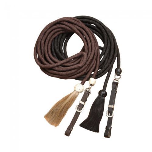 Western Brown & Black Nylon Reins with Tassel and Leather Strap | eBay