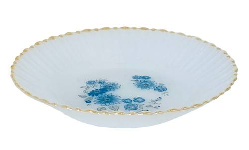Termocrisa Mexico White Blue Flowers Gold Trim Milk Glass Dinnerware ...