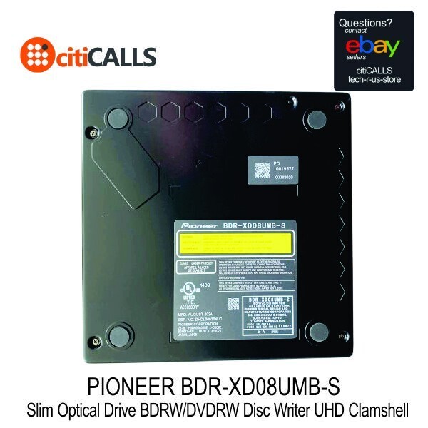 Pioneer BDR-XD08UMB-S Slim BDRW DVDRW Blu-Ray Disc Writer UHD Clamshell ...