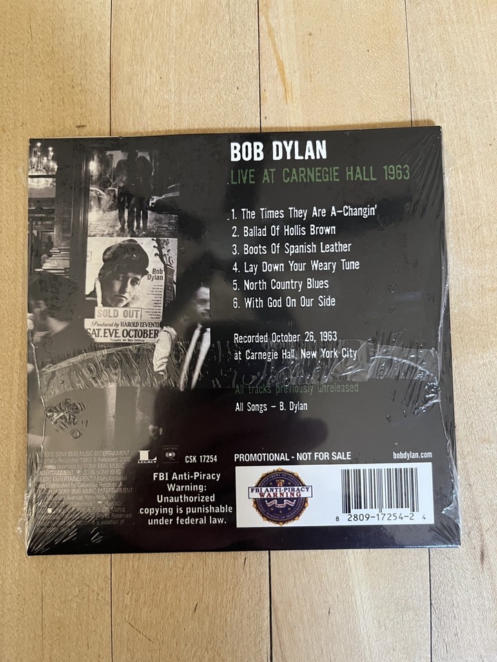 Bob Dylan Live at Carnegie Hall 1963 CD 2005 Legacy 6-track Promo ...