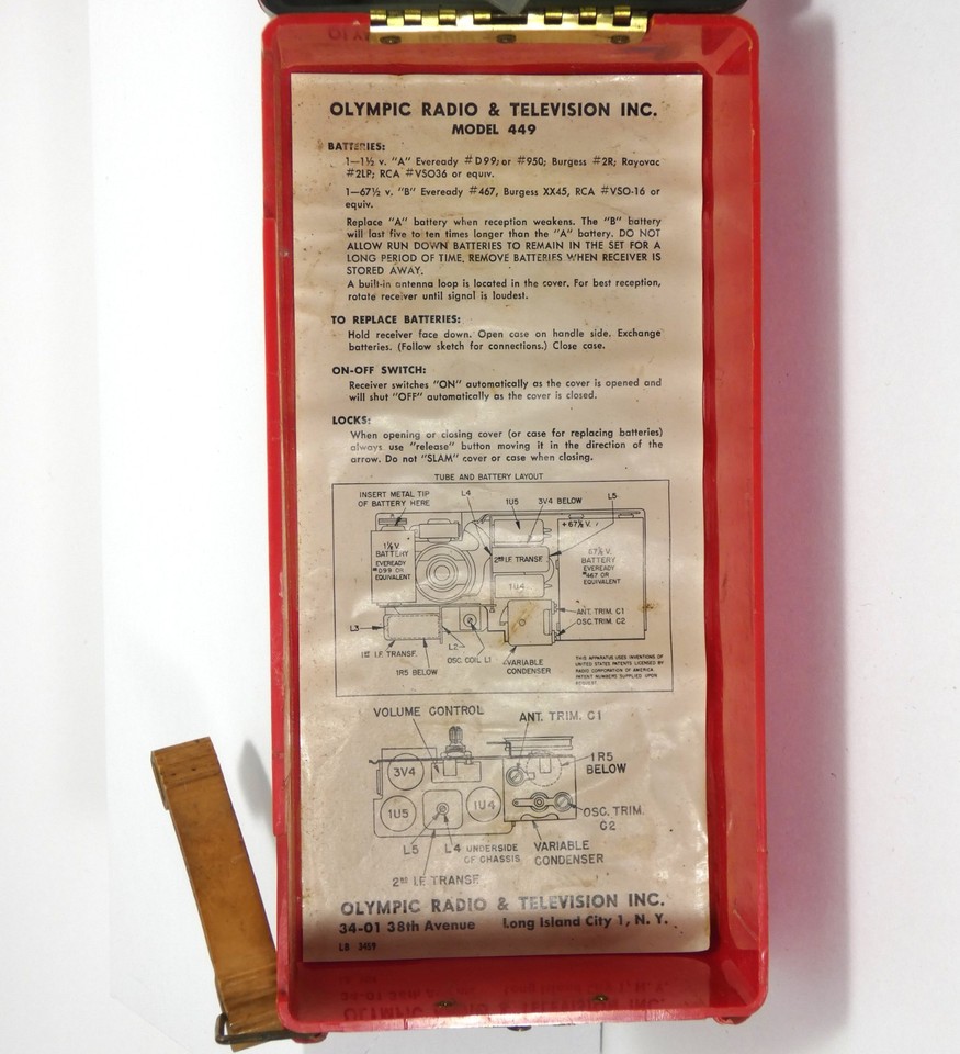 Olympic Model #449 Flip-top, Battery Powered, Vintage Portable AM Radio ...