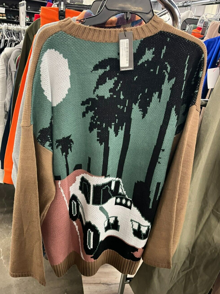 NWT BOOHOO Man Sliced Car Men's Wide Cuff Over Size Sweater Chest 58 | eBay