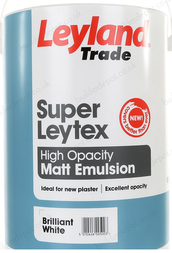Leyland Trade Super Leytex Matt Paint, Brilliant White - 5L for sale ...