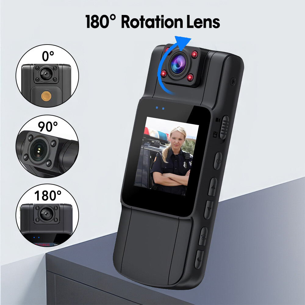 5 Hrs 1080P Camcorder Mini Police Body Camera HD 180° Video DVR Night ...